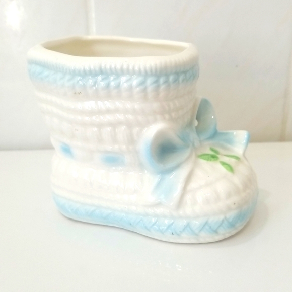 Accents | Vtg Ceramic Baby Bootie Planter Nursery Decor Baby Shower ...